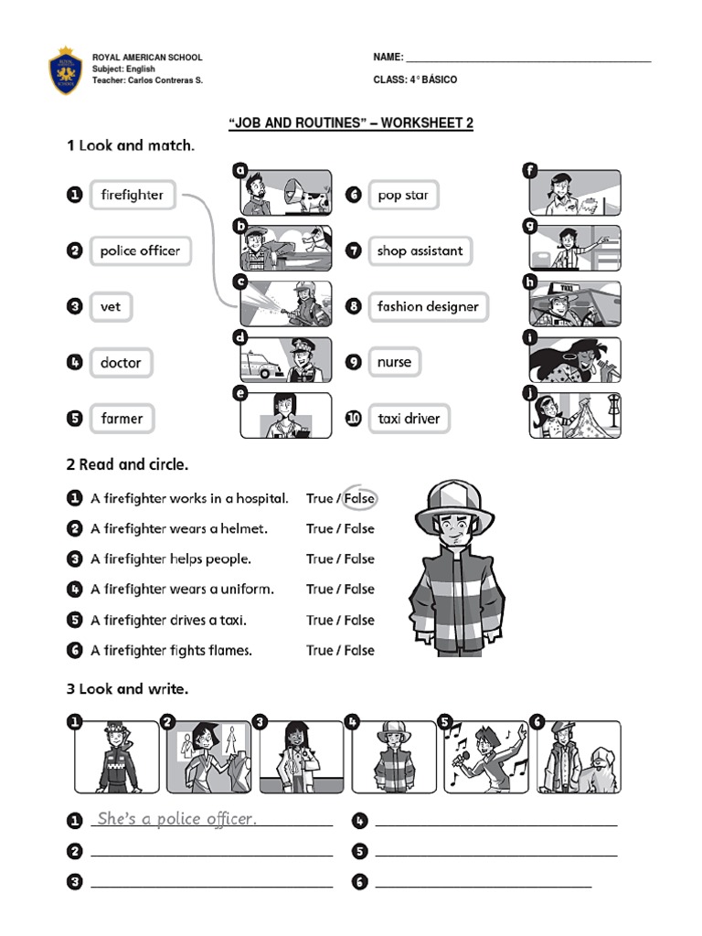 4° Básico - Inglés.worksheet 2 - Unit 4 | PDF