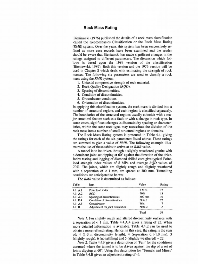 Rock Mass Rating PDF | PDF | Solid Mechanics | Geotechnical Engineering