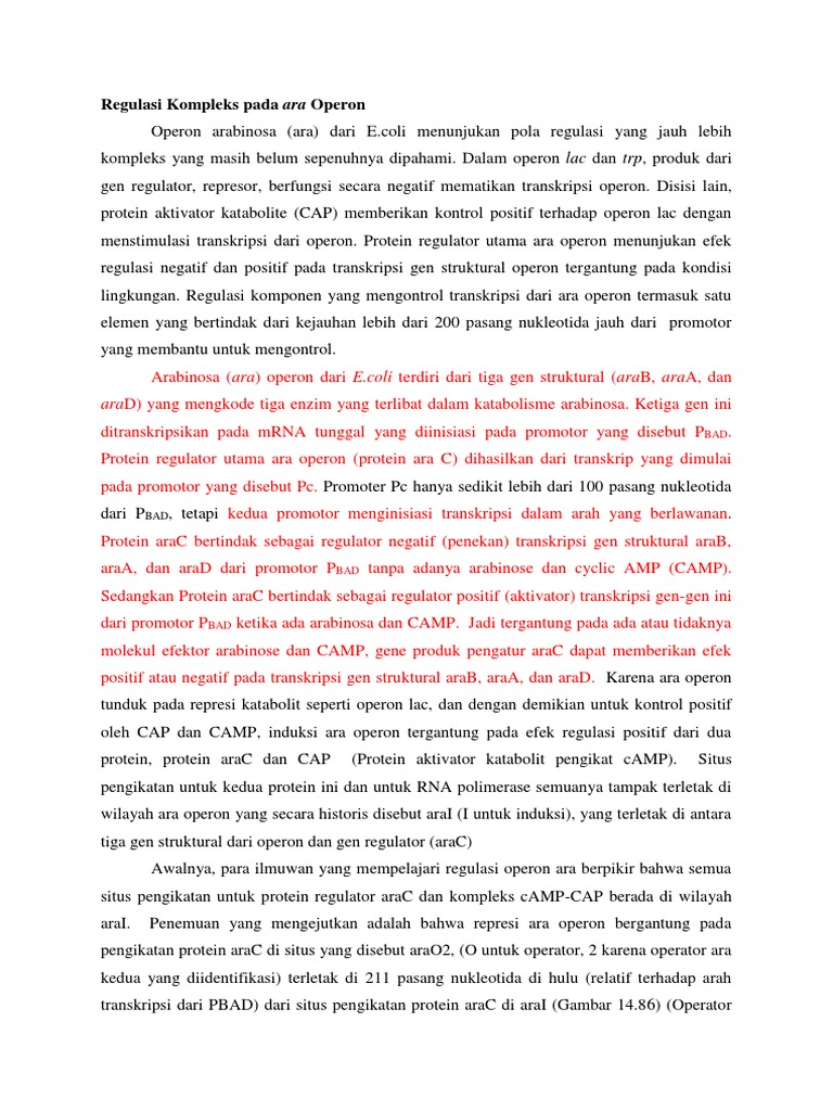Regulasi Kompleks Pada Ara Operon | PDF | Sains & Matematika