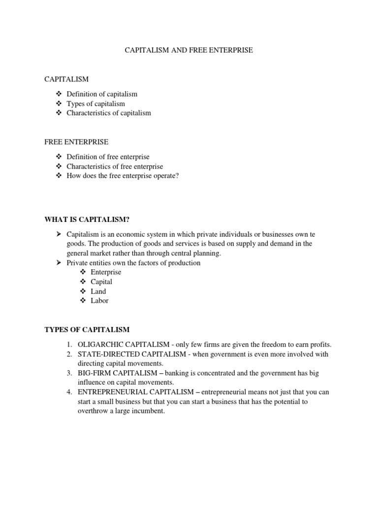 Capitalism and Free Enterprise | PDF | Capitalism | Profit (Economics)