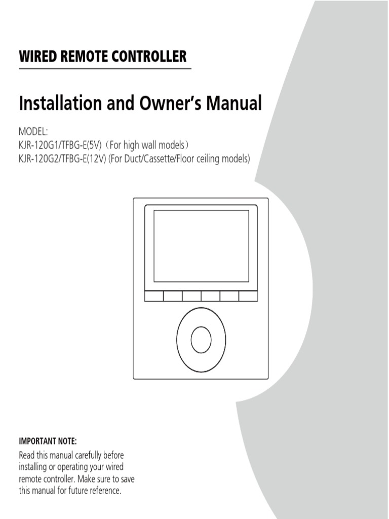 120G Wired Remote Manual | PDF | Electrical Wiring | Electrical Connector