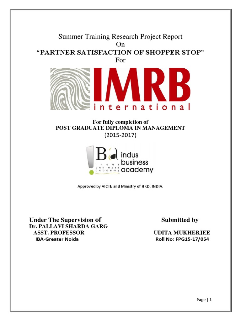 SIP Report Formate | PDF | Questionnaire | Retail