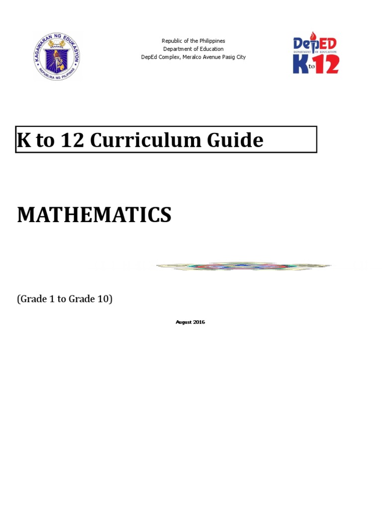 DepEd K to 12 Mathematics Curriculum Guide | PDF | Equations | Curriculum