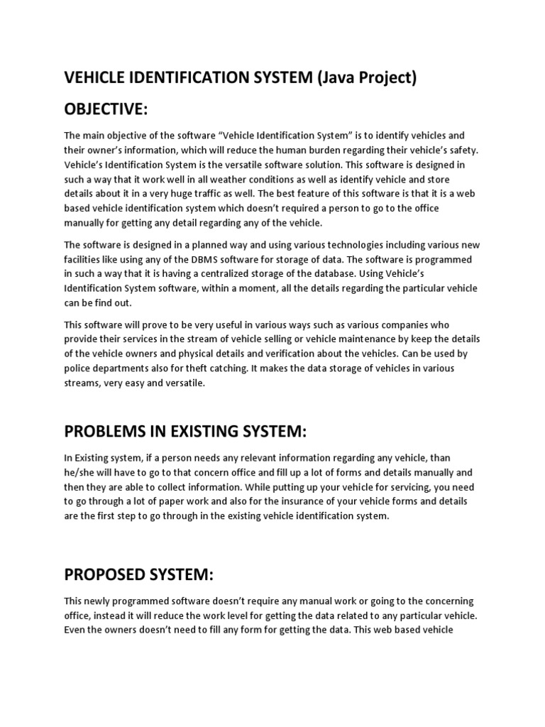 Vehicle Identification System Abstract | PDF | Databases | Information Technology Management