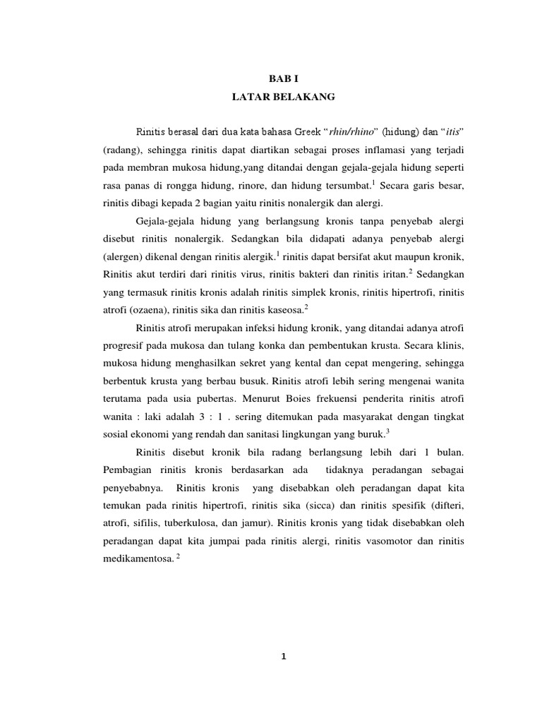 Rinitis Atrofi: Gejala, Penyebab, dan Epidemiologi | PDF