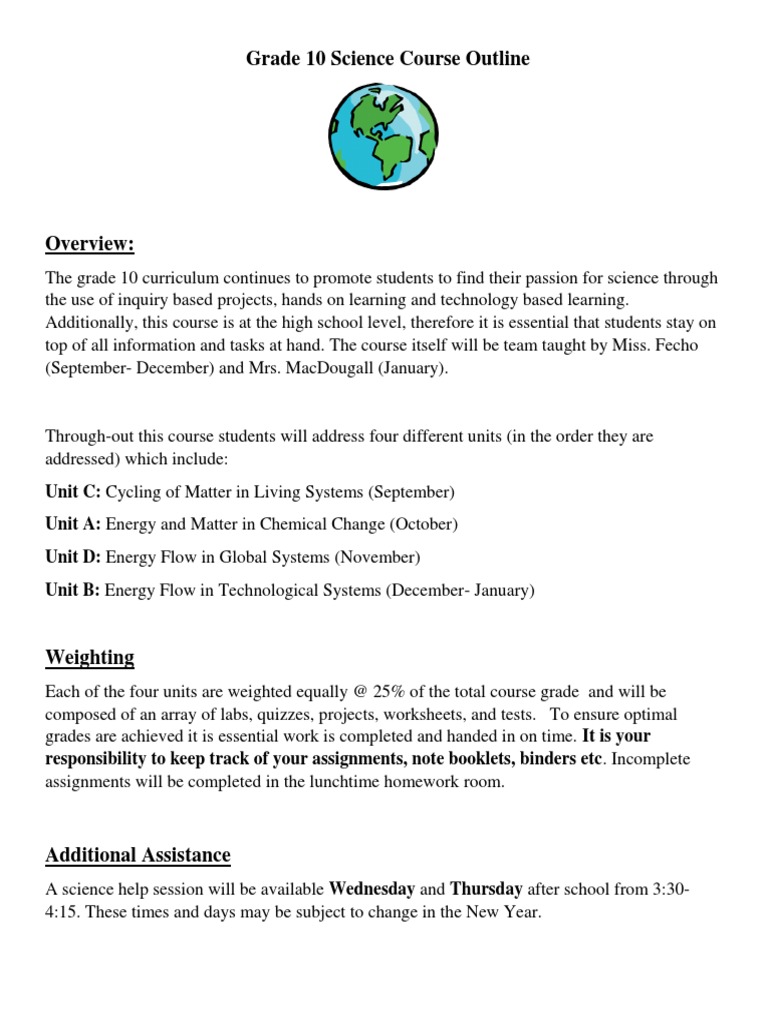 Grade 10 Course Outline | PDF