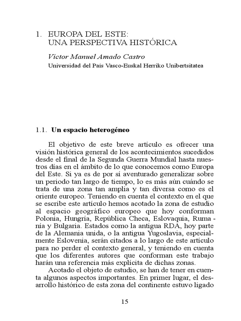 Europa Del Este, Víctor Manuel Amado Castro | PDF | Bloque oriental ...