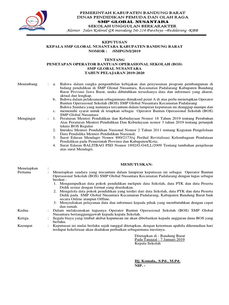 SK Operator Bos SMP | PDF