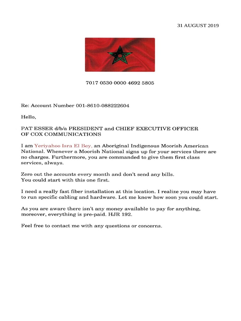 Cox Communication Letter 8-31-19 | PDF