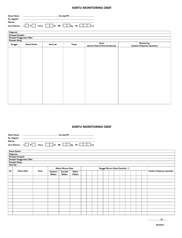 Kartu Monitoring Obat | PDF