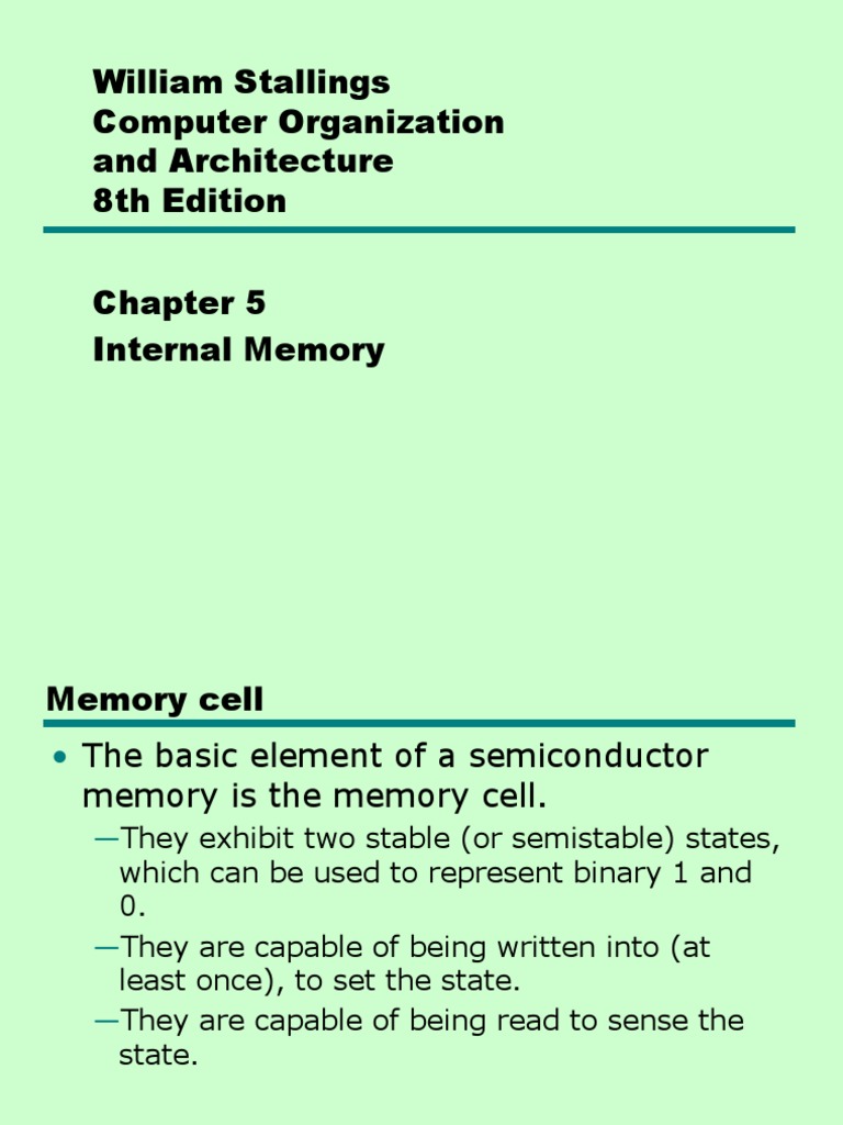 William Stallings Computer Organization and Architecture 8th Edition Internal Memory | PDF ...