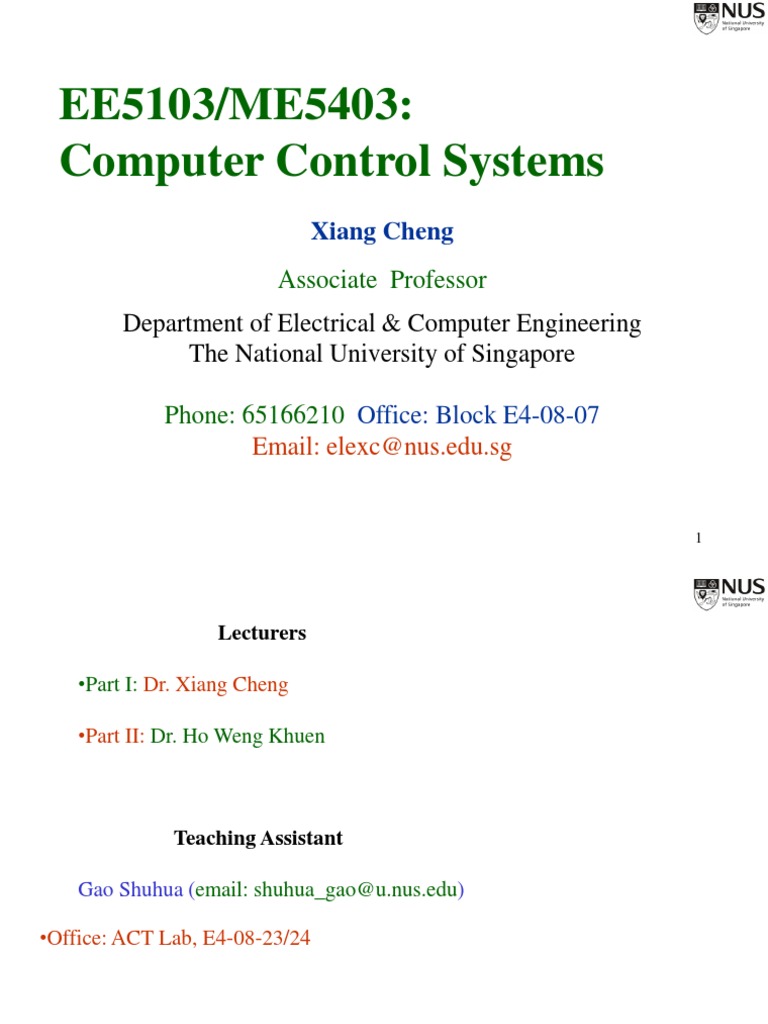 EE5103 Part1 Lecture 1 | PDF | Control Theory | Eigenvalues And Eigenvectors