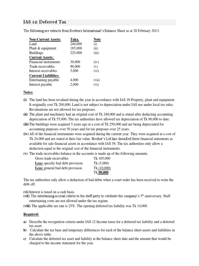 IAS 12: Deferred Tax | Download Free PDF | Deferred Tax | Depreciation