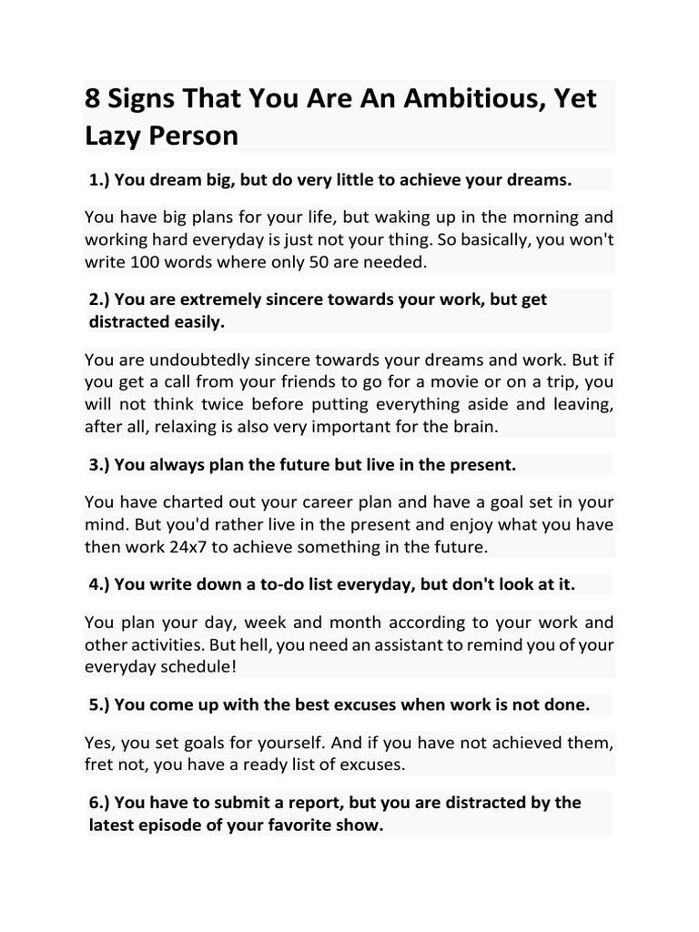 8 Signs That You Are An Ambitious | PDF | Language Arts & Discipline