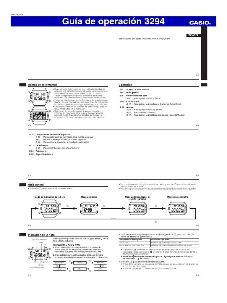 Manual Casio 3294.pdf | Hora | Reloj