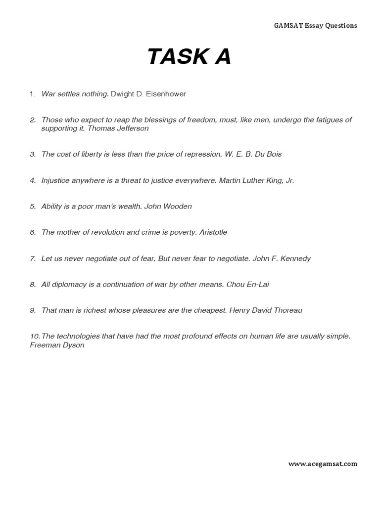 Gamsat Essay Questions | PDF