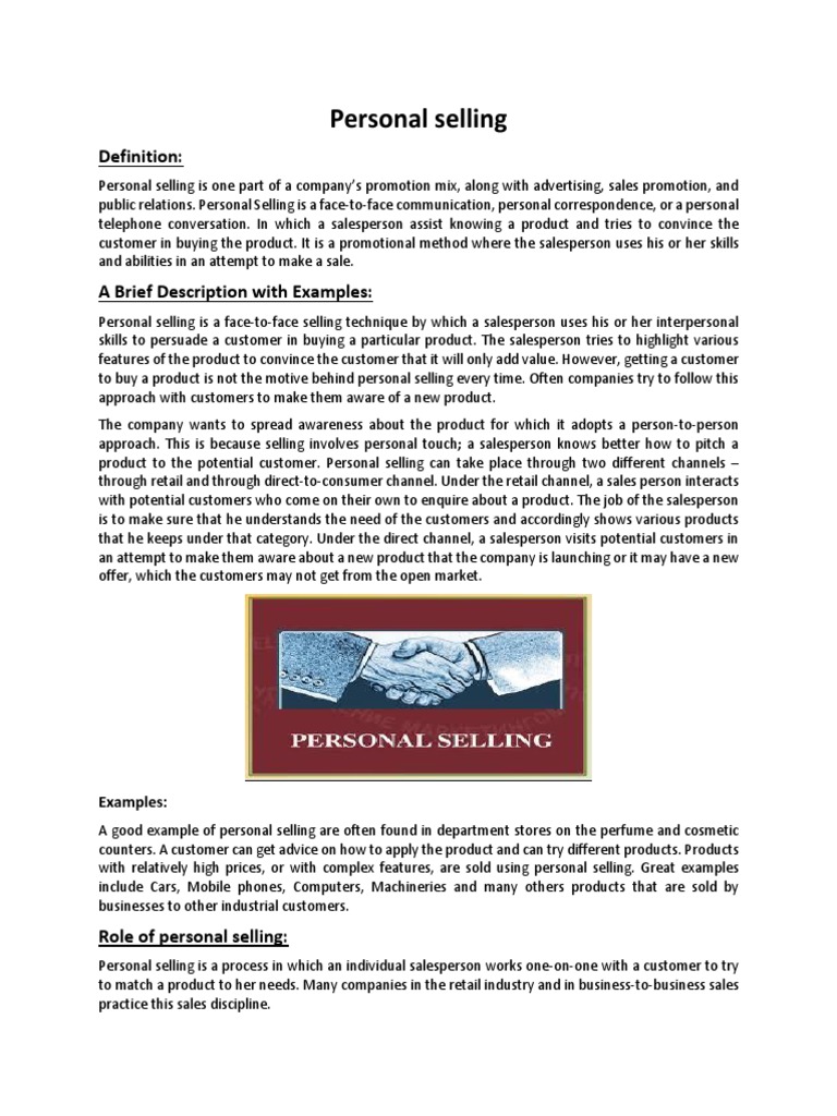 Personal Selling | PDF | Sales | Retail