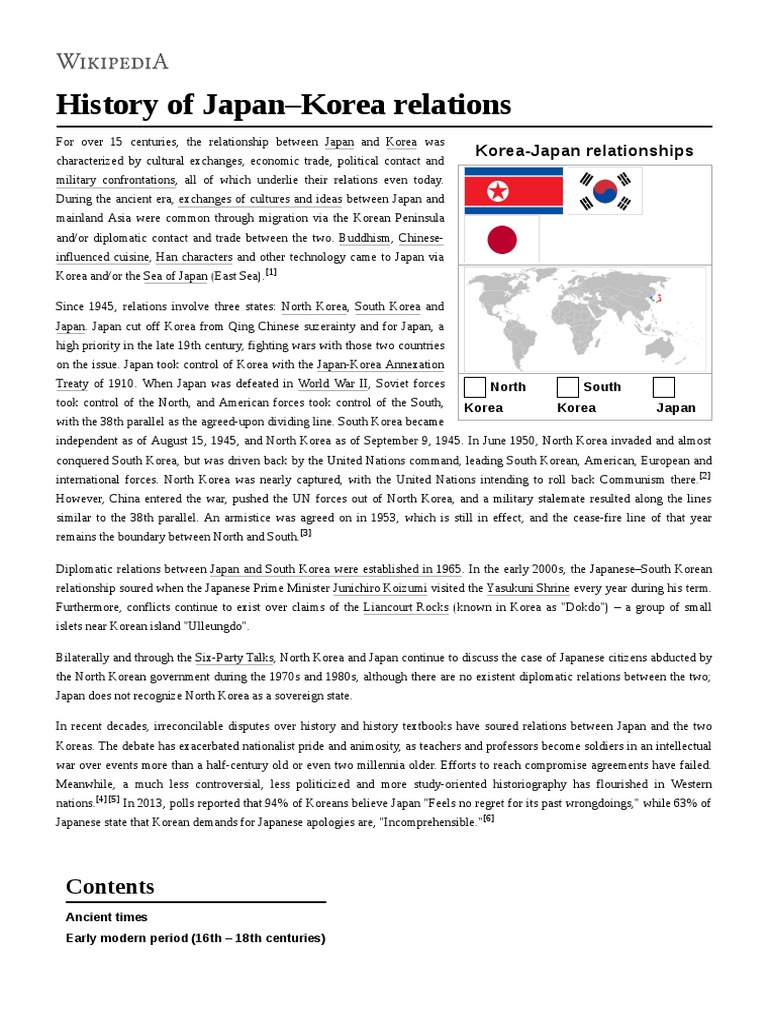 History of Japan-Korea Relations | PDF | South Korea | World Politics