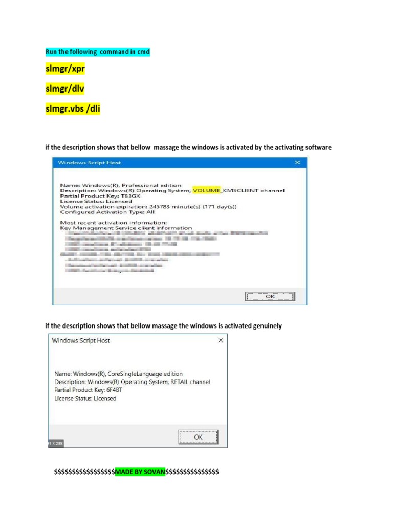 Windows Activation Checking Pirated or Not | PDF