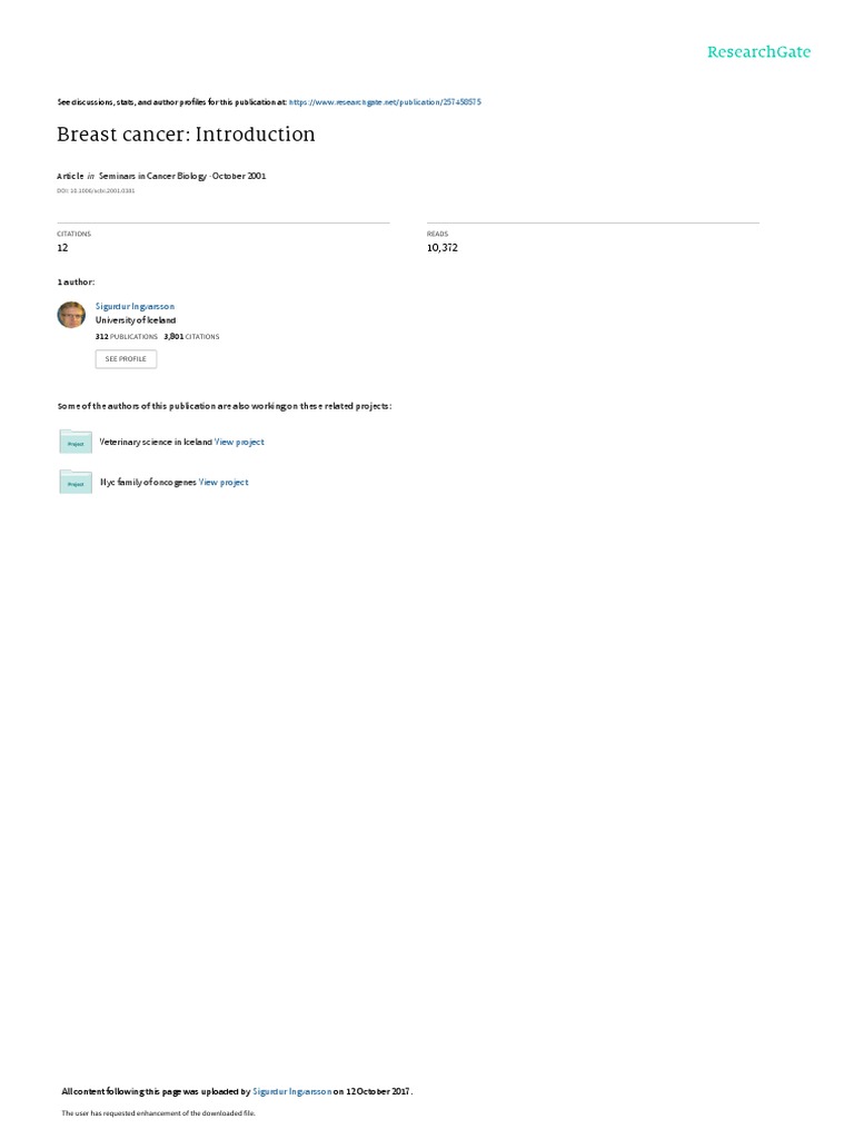 Breast Cancer Introduction | PDF | P53 | Neoplasms