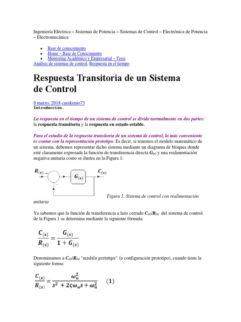 Análisis de Respuesta Transitoria en Control | PDF | Sistema de control ...