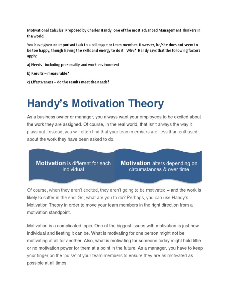 Handy's Motivation Theory | PDF | Motivation | Motivational