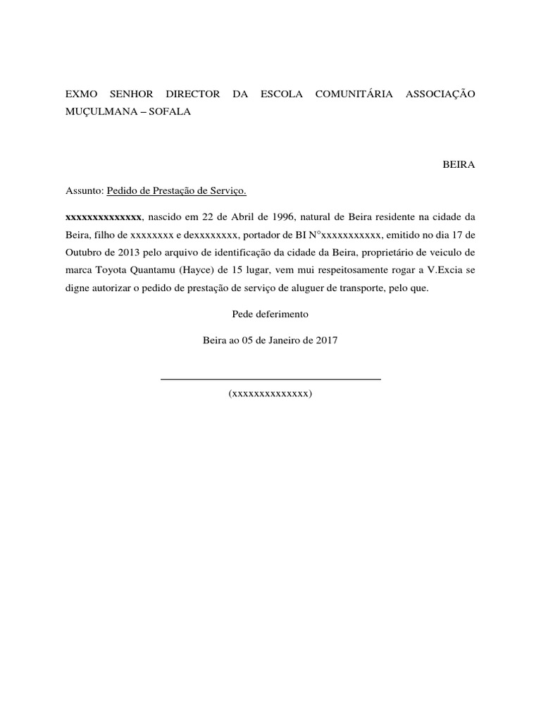 Exmo Senhor Director | PDF