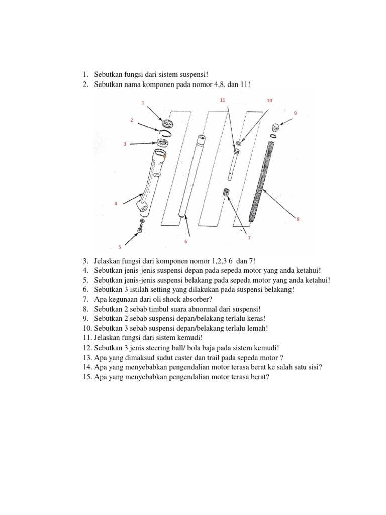 Soal UTS Pemeliharaan Sasis Sepeda Motor Kelas 11 Genap | PDF