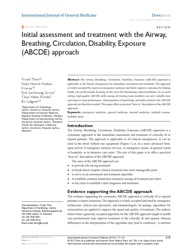 Initial Assessment and Treatment - ABCDE Approach | Download Free PDF ...