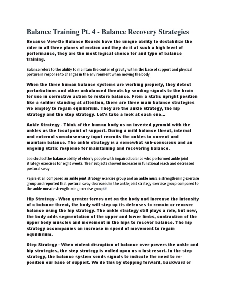 Balance Training Pt. 4 - Balance Recovery Strategies | Download Free ...