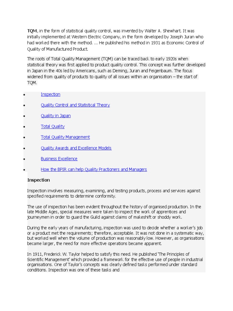 TQM Assignment | PDF | Quality Management | Evaluation Methods