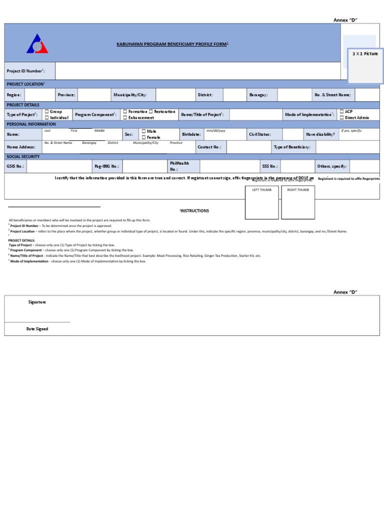 Annex D - DILP Beneficiary Form | PDF | Computing | Business