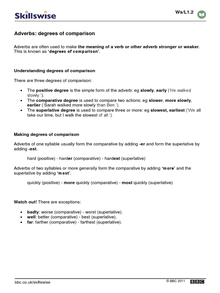 Adverbs of Degree | PDF
