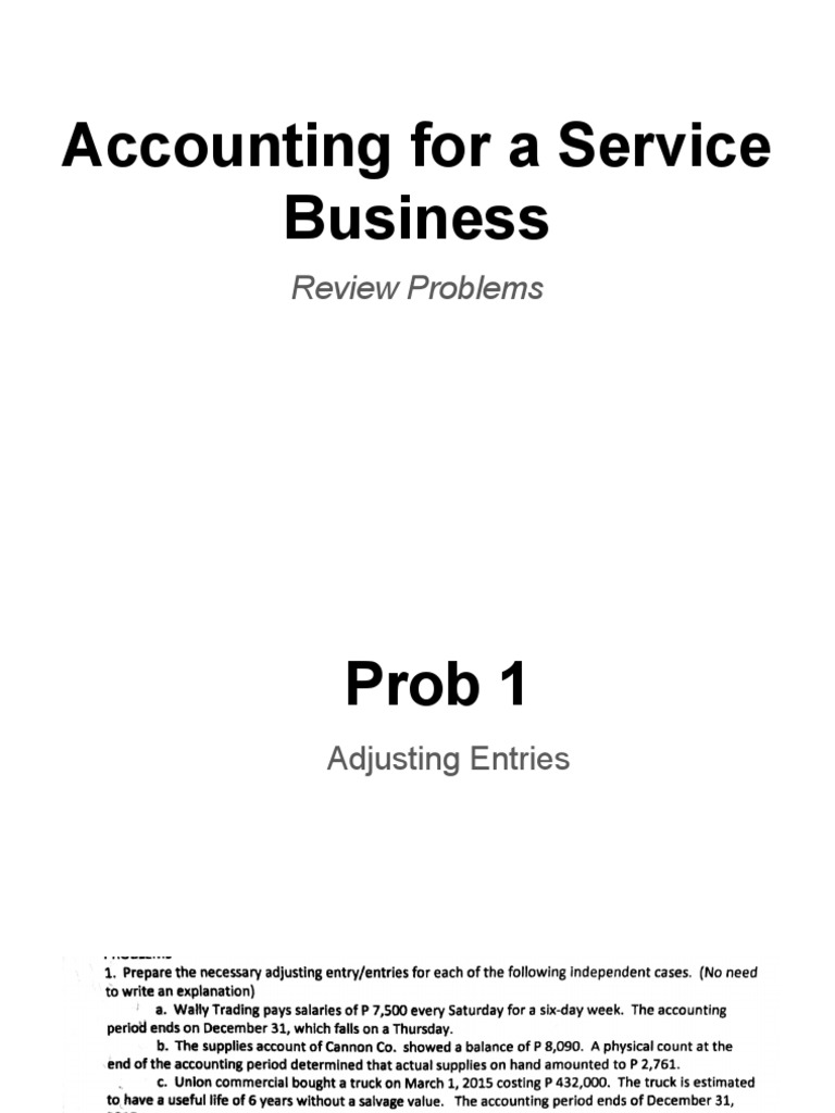 Accounting For A Service Business: Review Problems | PDF