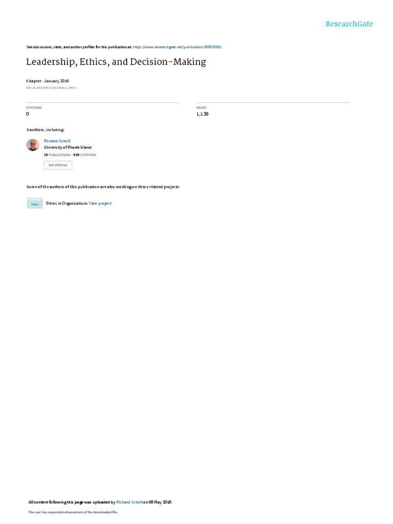 Leadership, Ethics, and Decision-Making | PDF | Leadership | Morality