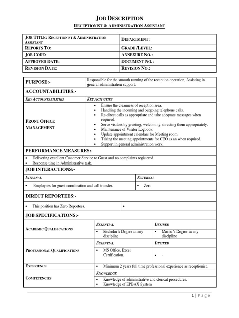 Receptionist | Pdf | Professional Certification | Academic Degree