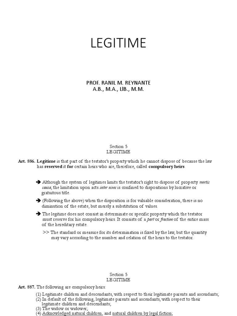 Understanding Compulsory Heirs and Legitime | PDF | Will And Testament ...