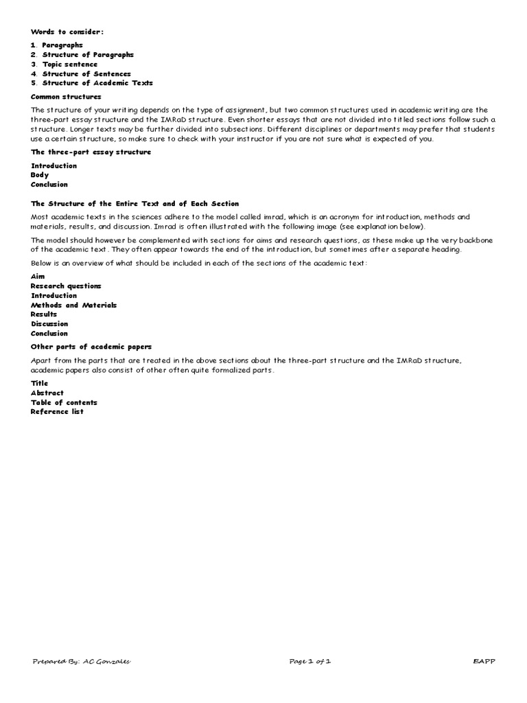 1 The Structure of Academic Texts Short Version | PDF | Computers