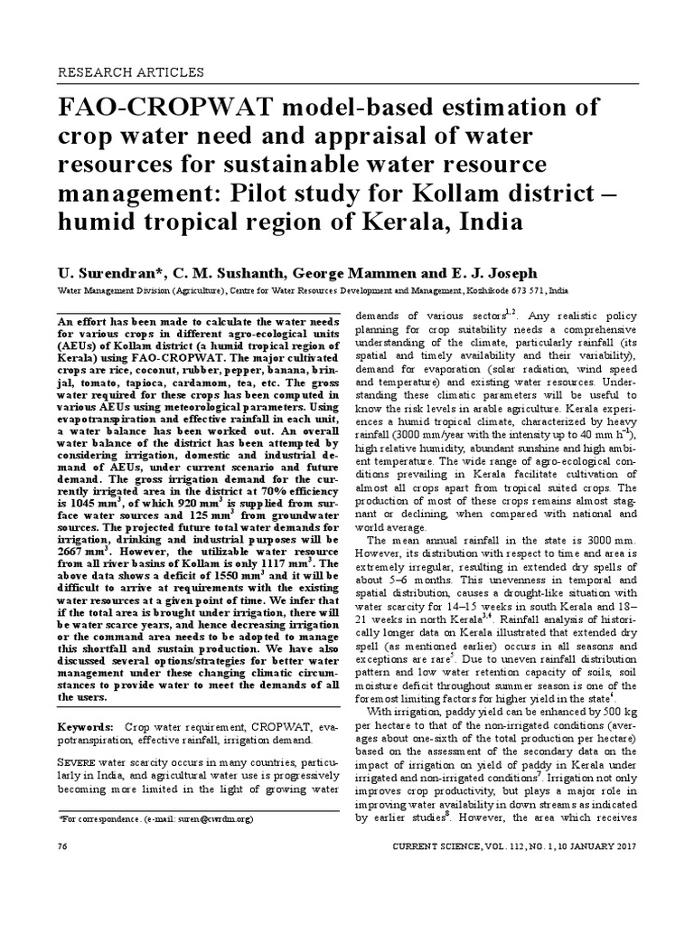 U. Surendran, C. M. Sushanth, George Mammen and E. J. Joseph | PDF ...