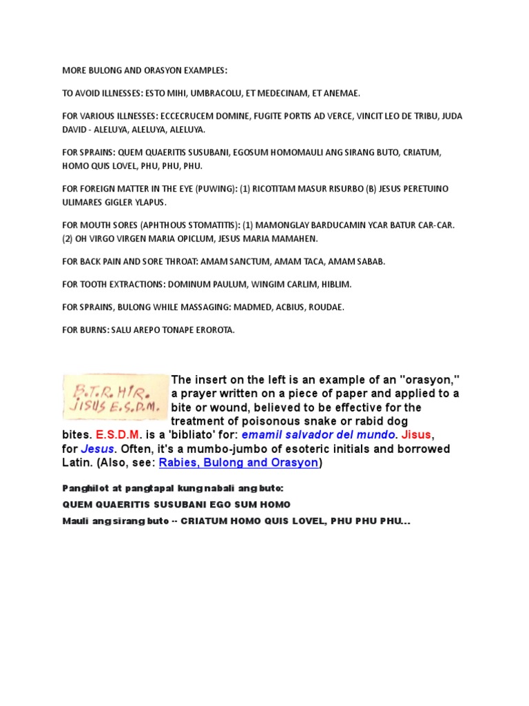 Bulong and Orasyon Examples | PDF