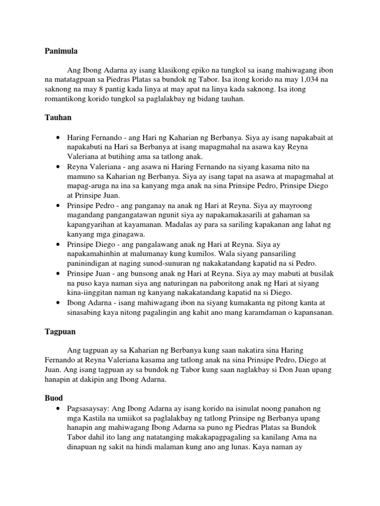 Ibong Adarna Kaharian Ng Berbanya