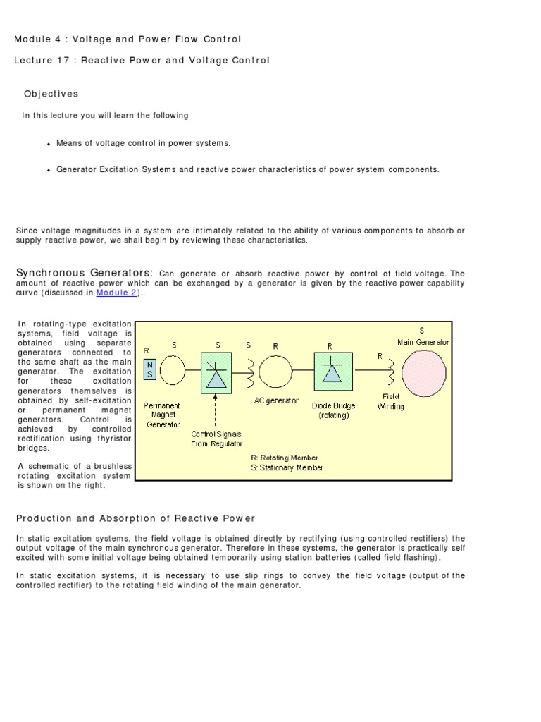 Reactive Power And Voltage Control Pdf Pdf Electric Power System