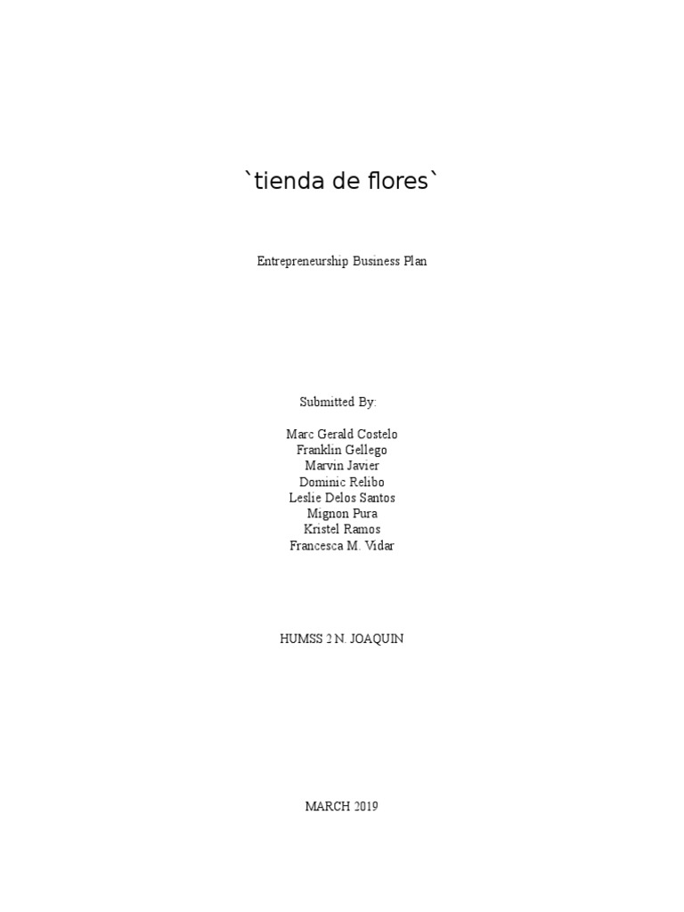 Tienda de Flores Business Plan | PDF | Floristry | Retail