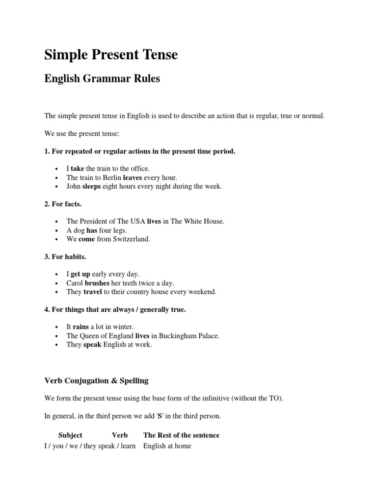 Simple Present Tense: English Grammar Rules | PDF | Question | Verb