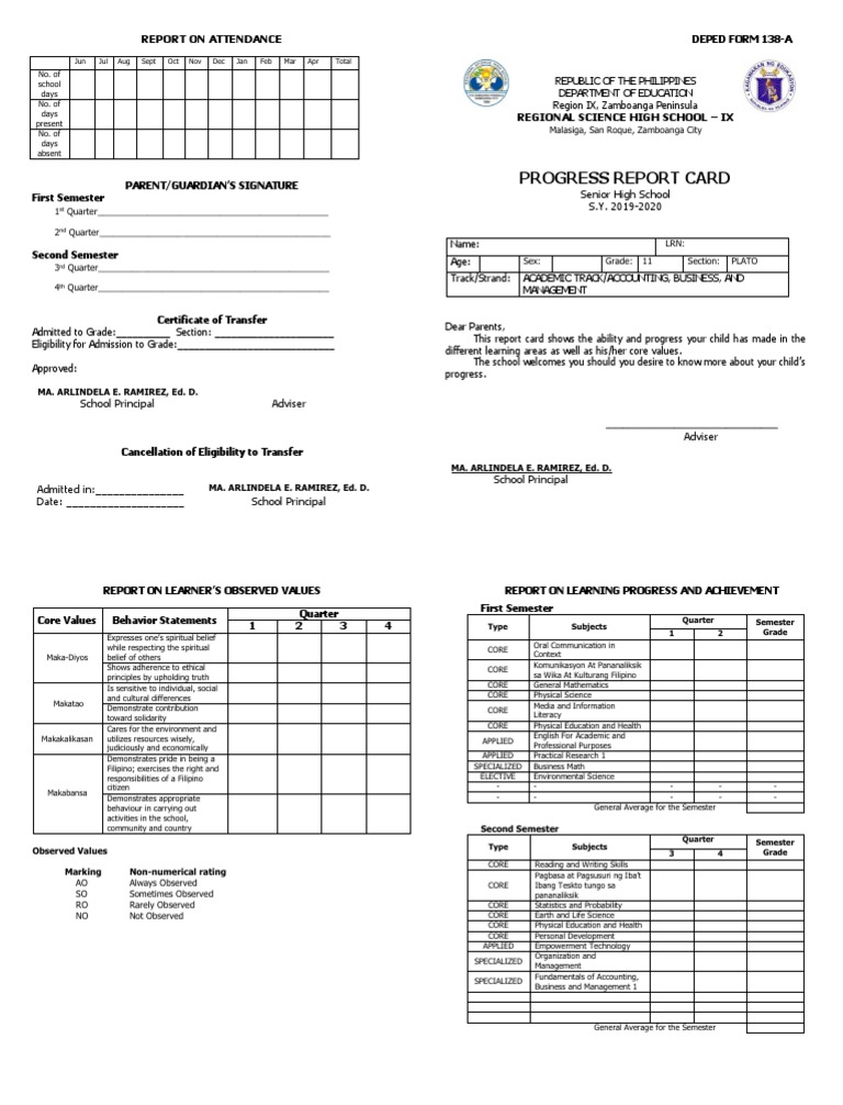 Abm G11 Card 19'20 | PDF | Literacy | Science