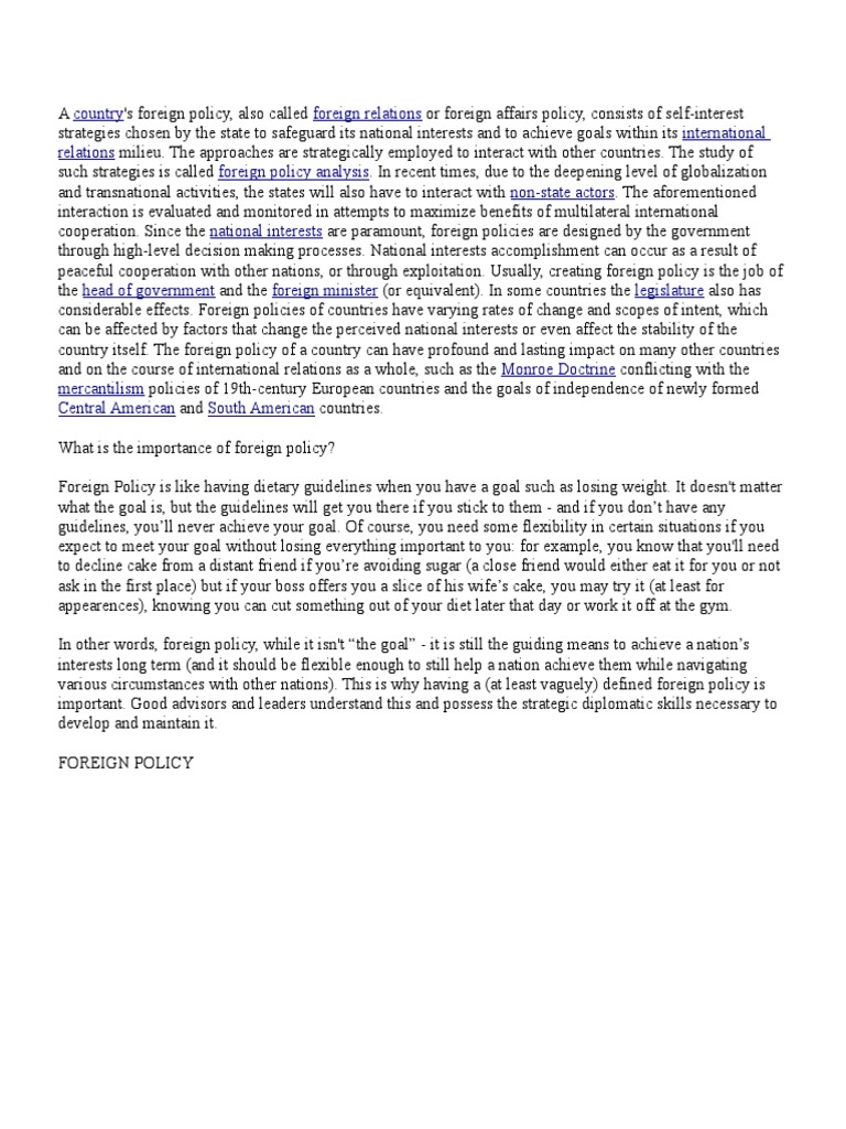 Country Foreign Relations International Relations Foreign Policy ...