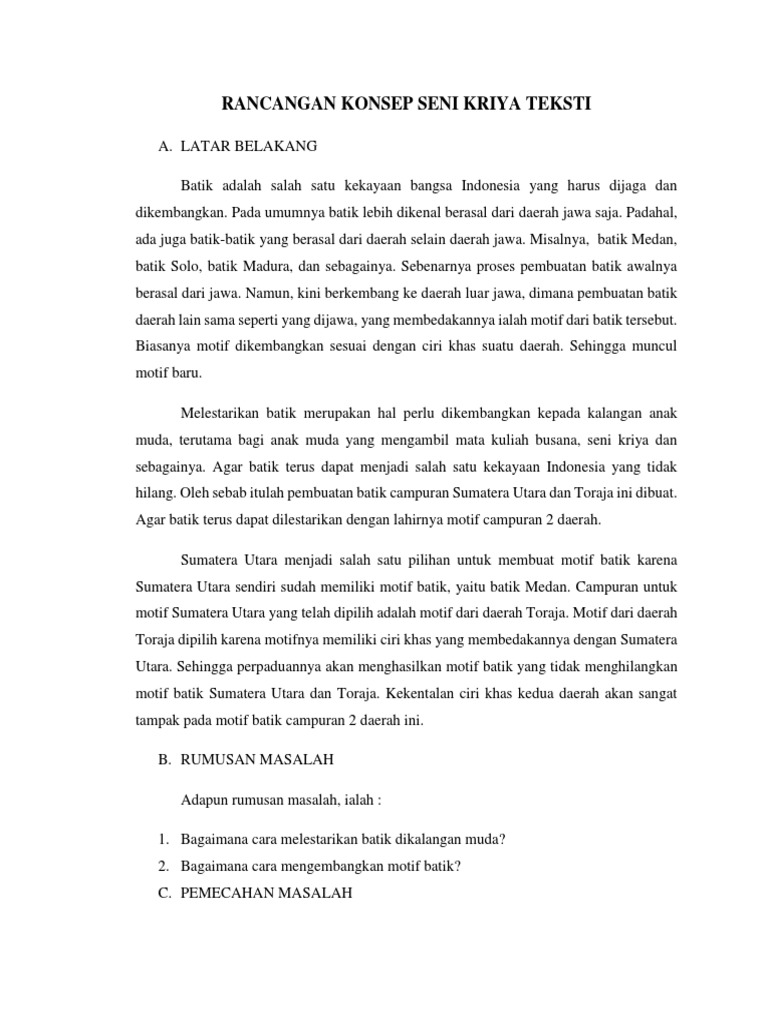Rancangan Konsep Seni Kriya Tekstil | PDF