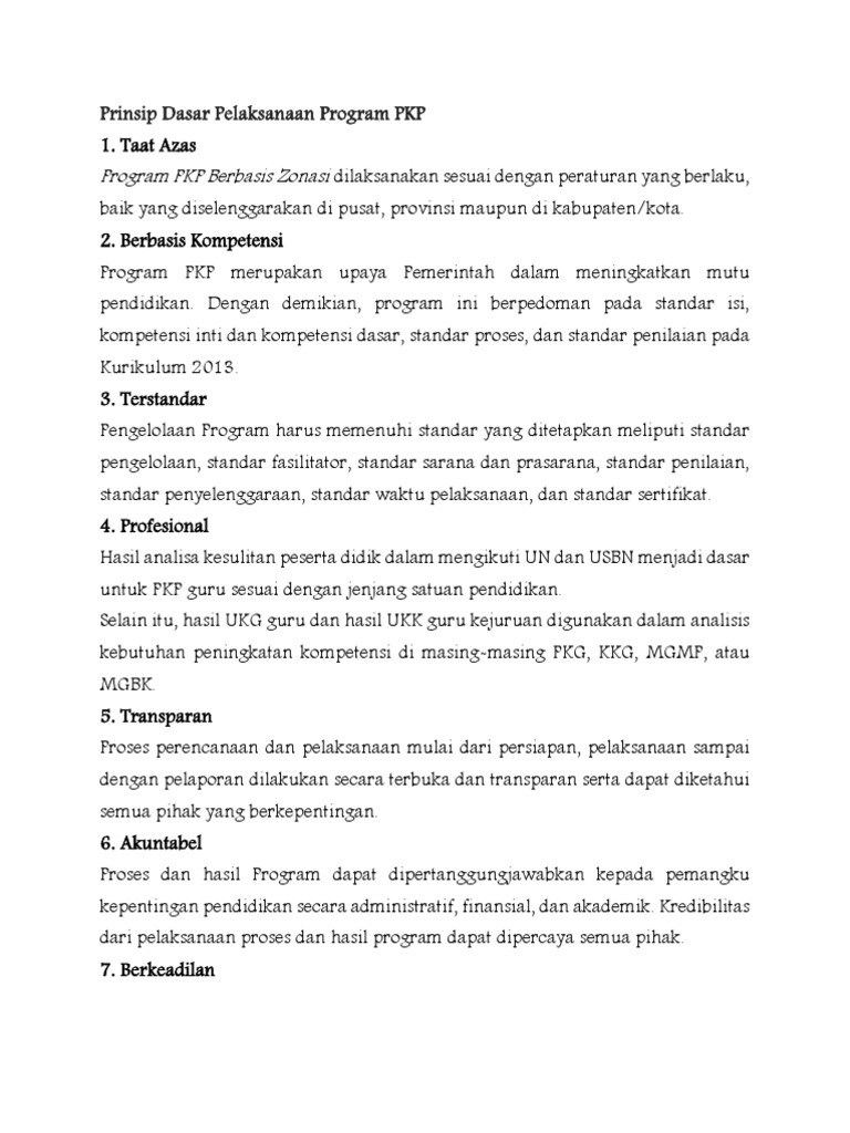 Prinsip Dasar Pelaksanaan Program PKP | PDF