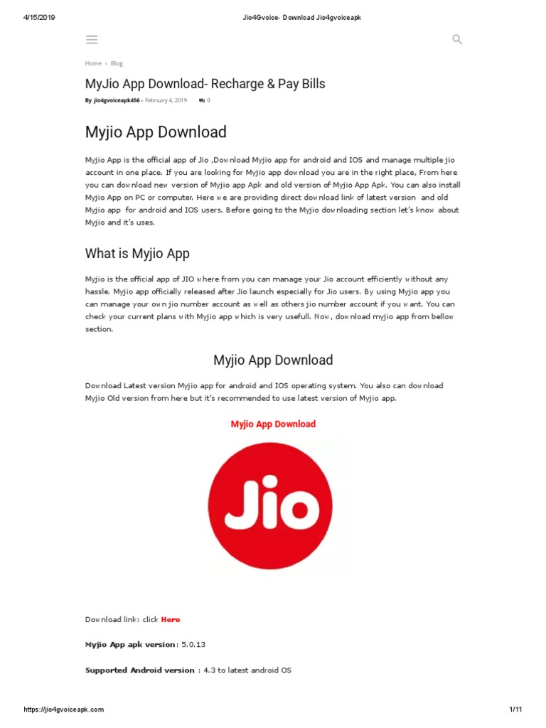 Myjio App Download-Recharge & Pay Bills | PDF | Smartphone | Android ...