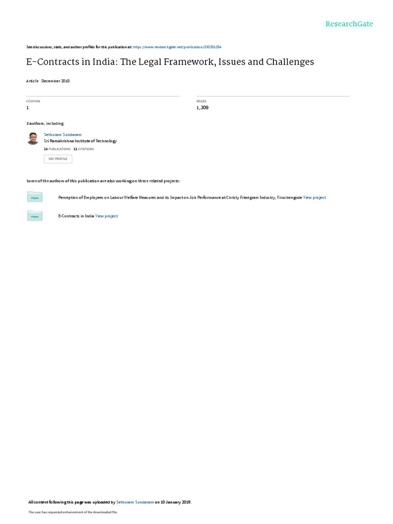 E-Contracts in India: The Legal Framework, Issues and Challenges | Download Free PDF | Offer And ...